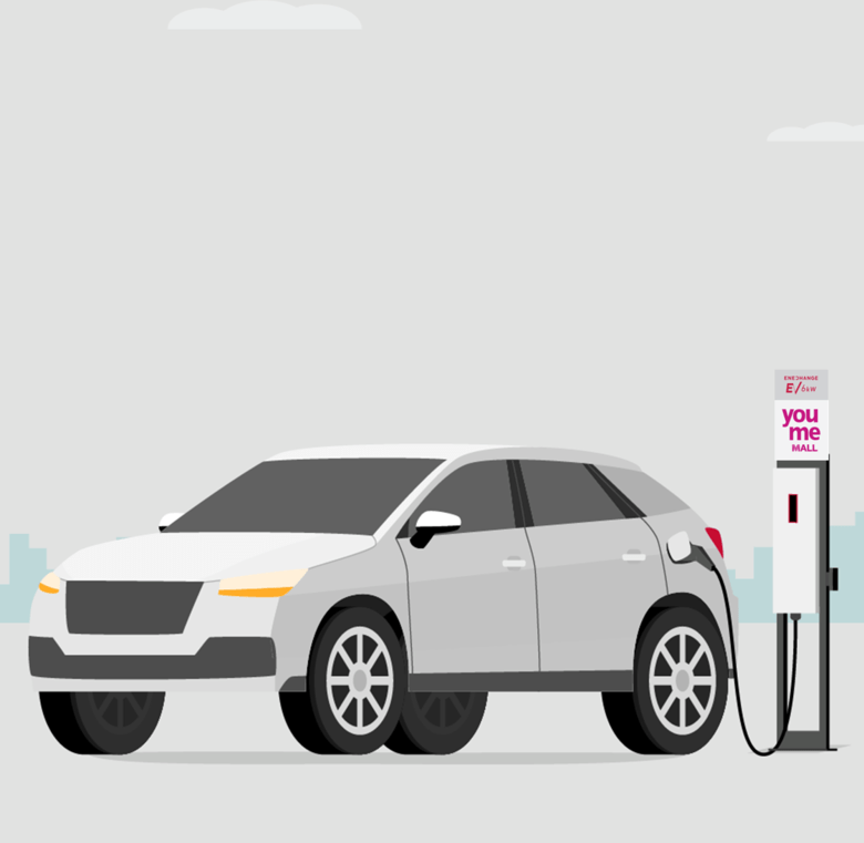 ENECHANGE EV charge installed four 6kW regular battery chargers at Yume Mall Saijo, a new ...